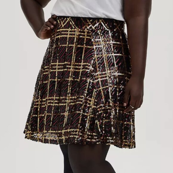 torrid | Skirts | Goth Torrid Goth Wedding Multi Plaid Sequin Pleated ...